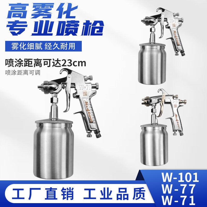 牧崎W-71/W-77/W-101高雾化油漆喷枪家具墙面汽车面漆气动喷漆枪-阿里巴巴