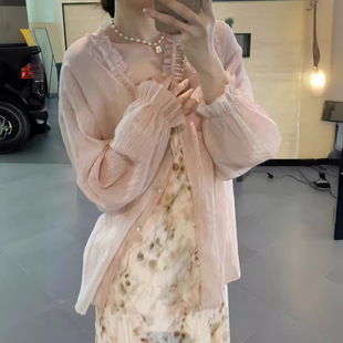 sunshine天丝衬衫女木耳边衣领设计感衬衣十三行女装防晒开衫1362-阿里巴巴