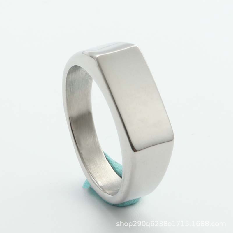欧美饰品钛钢长方形戒指复古潮男朋克不锈钢长方块指环厂家直供-阿里巴巴