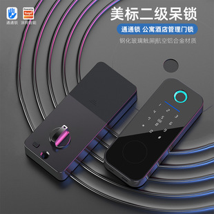 跨境专供全自动嵌入式美标二级呆锁密码指纹TTlock通通锁磁吸闭锁-阿里巴巴