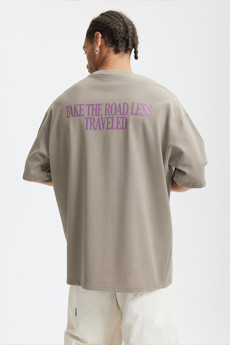 捷展男装|摩托发泡印花T恤2025春夏新品美式街头265G重磅休闲短袖-阿里巴巴