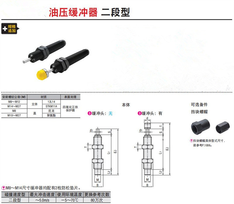 油压缓冲器C-AC0404/AC0604/AC0805/AC0806/1005L/M/H-N-SC米思米-阿里巴巴