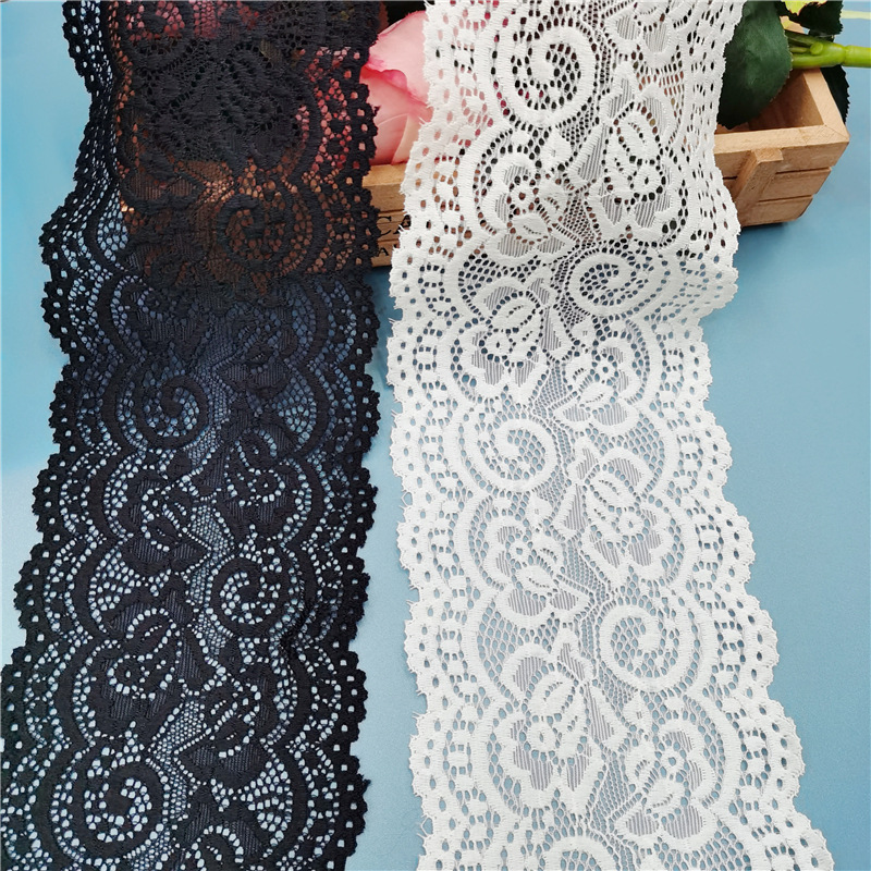 弹力蕾丝花边 安纶花边15CM/18CM玫瑰花花边松紧女装辅料彩色现货-阿里巴巴