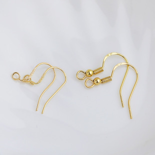 14K包金刻字带珠带弹簧耳钩 磨砂耳饰14KGF耳勾材料diy手工配饰品-阿里巴巴