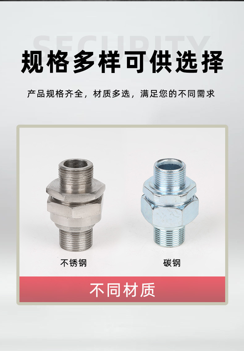BHJ防爆活接头G3/4 G1/2防爆密封管接头不锈钢碳素钢接头管接头-阿里巴巴