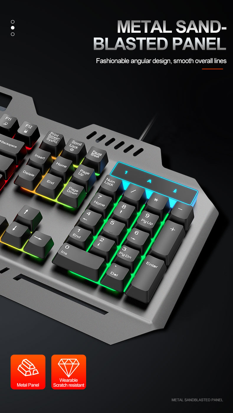 T-WOLF雷狼TF600键鼠套装有线USB发光keyboard铁板钢板T16键盘-阿里巴巴