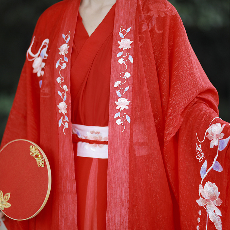 Red chinese Hanfu fairy princess empress cosplay dress Cross collar ...