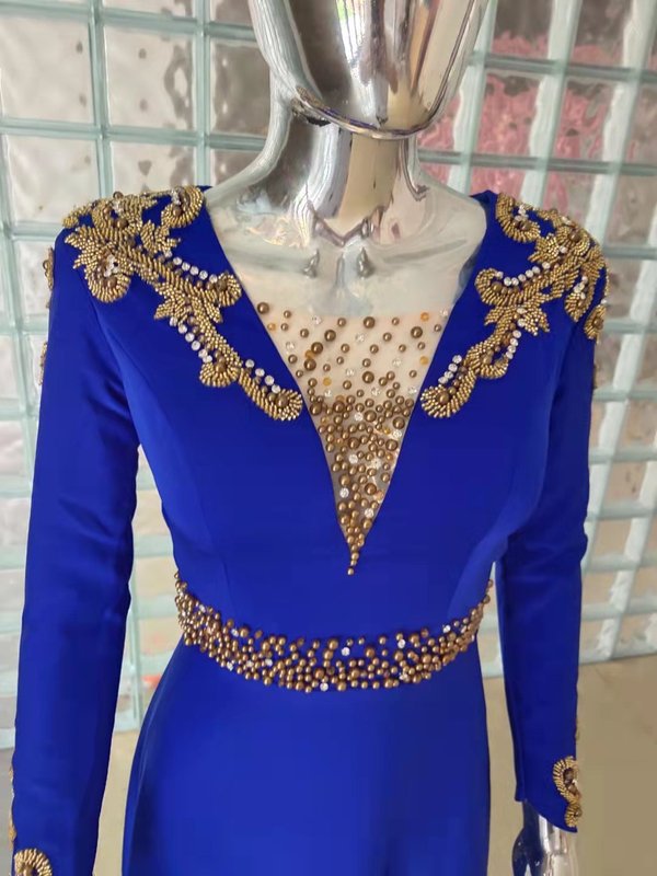 Royal blue red Toast dress for women engagement banquet bride wedding ...