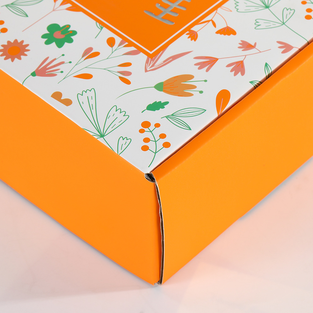 厂家清新花纹通用包装盒橙色折叠式礼品盒文艺风物品收纳盒飞机盒-阿里巴巴