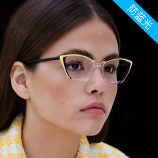 复古拼色三角猫眼TR90平光镜女 2023跨境防蓝光ins网红个性眼镜潮-阿里巴巴