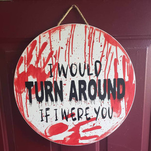 Horror Welcome Sign 前门的恐怖欢迎标志节日门牌万圣节花圈装饰-阿里巴巴