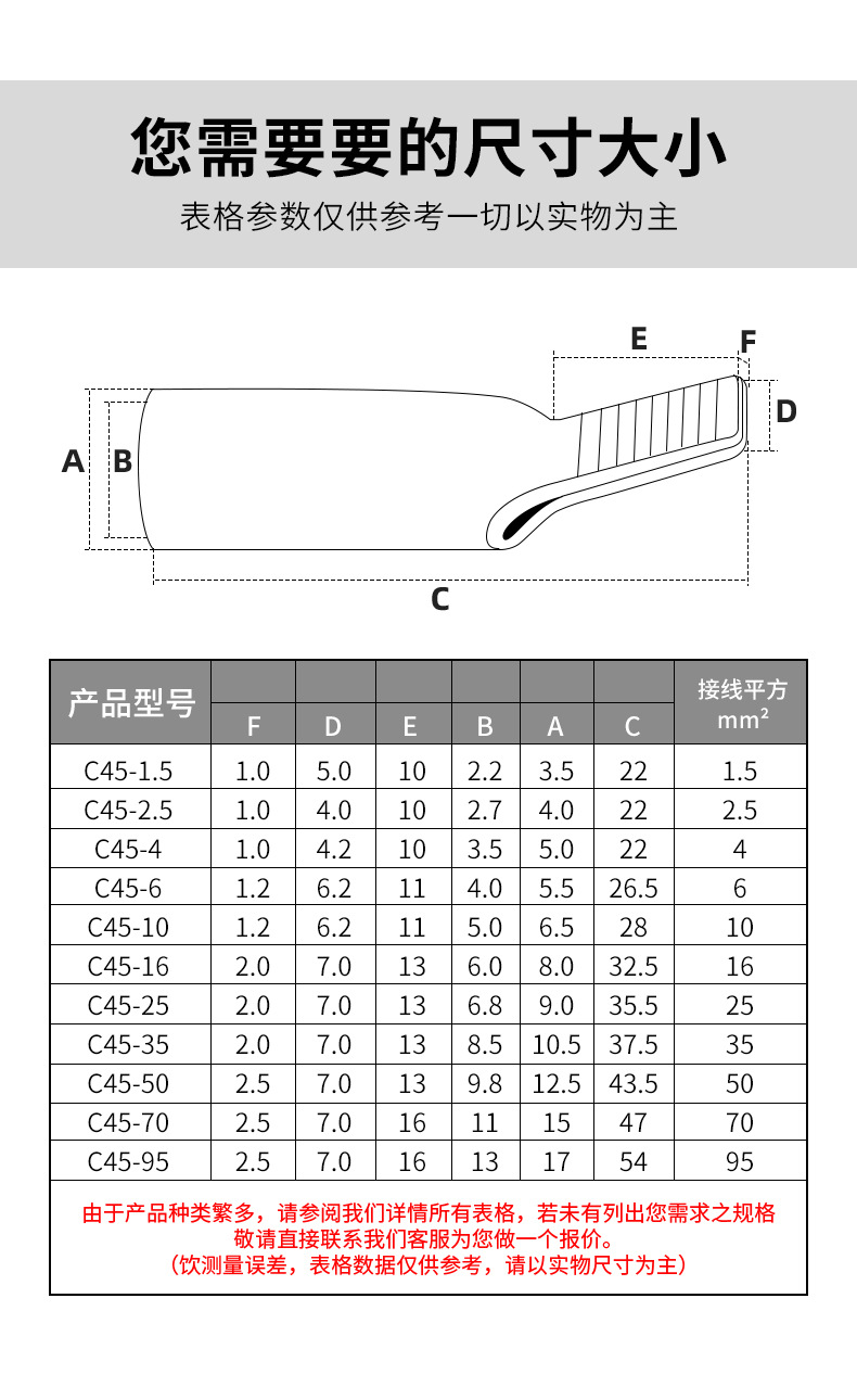 国标紫铜C45鸭嘴鼻铜鼻子C45-50mm平方接线端子加厚插针片耳-阿里巴巴