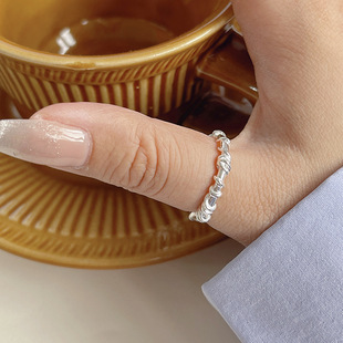 0002韩国原创小众设计高级感麻花绑带戒指纯银S925女开口戒指指环-阿里巴巴