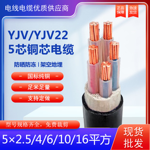 国标铜芯电缆线五芯YJV YJV22 5*4 5*6 5*10 5*16平方5芯电力电缆-阿里巴巴