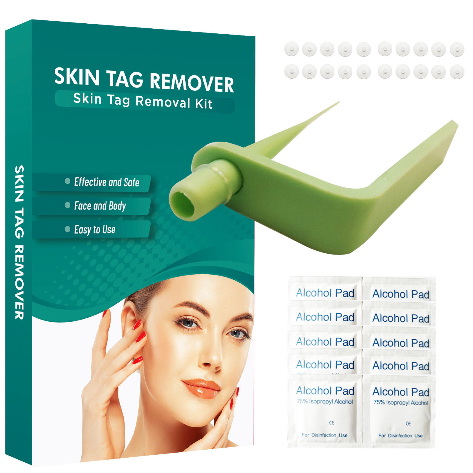Skin Tag rubber Band Removal Tool kit祛肉痣鸡眼祛疣皮赘绿色-阿里巴巴