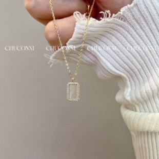 S925银镀14K金白贝母吊坠纯银锁骨链女款锆石简约风韩版ins风-阿里巴巴