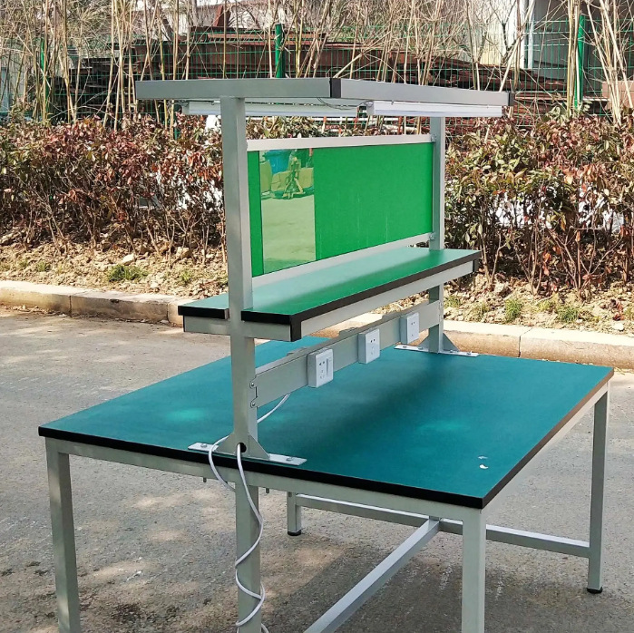 防静电工作台工厂双面操作台车间带灯架平台流水线钢制检验打包桌-阿里巴巴