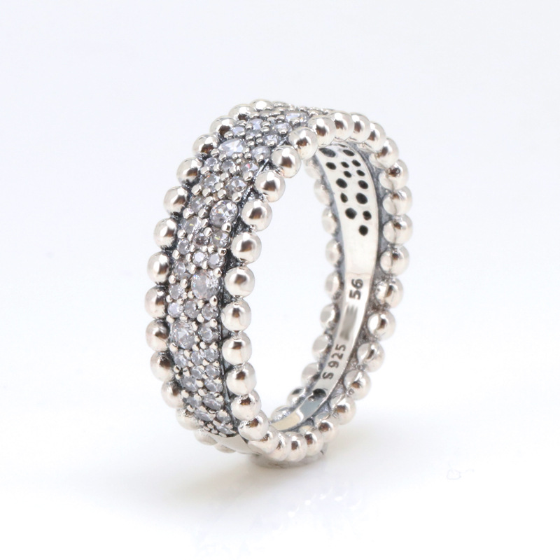 潘家戒指2020年圆珠密镶锆石戒指女对戒 欧美时尚连珠戒指女礼物-阿里巴巴