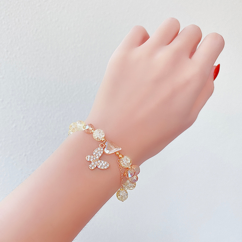 Cartoon children bracelet female baby cute girls princess glass beads ...