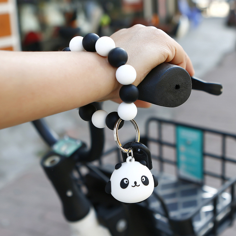 The new 2022 hand made cartoon cute panda keychains PVC silicone beaded ...