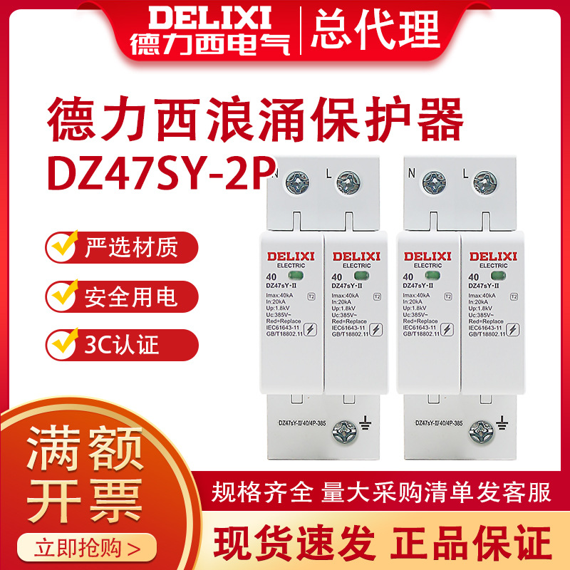 德力西 65KA家用避雷器20KA浪涌保护器DZ47Y-40/2P-385防雷器220V-阿里巴巴