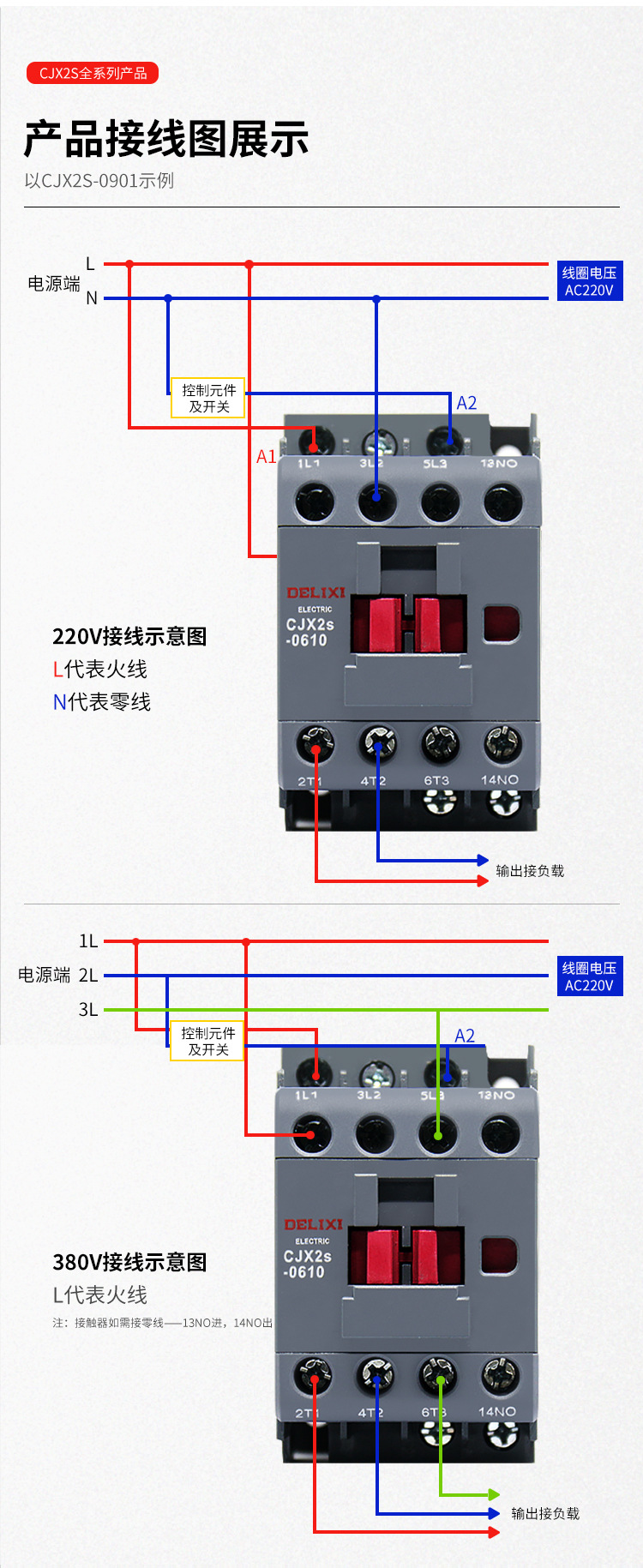 德力西CJX2S交流接触器1210 1810三相24V 36V 220V 380V 50Hz 50A-阿里巴巴