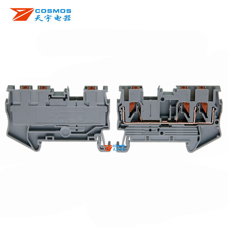 天宇TPT2.5弹簧接线端子一进二出PT2.5-TWIN接线端子紫铜件cosmos-阿里巴巴