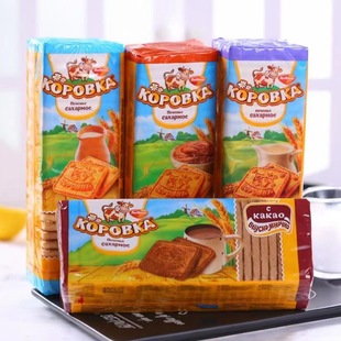 俄罗斯进口饼干 KOPOBKA小牛饼干牛奶可可原味零食曲奇375克饼干-阿里巴巴