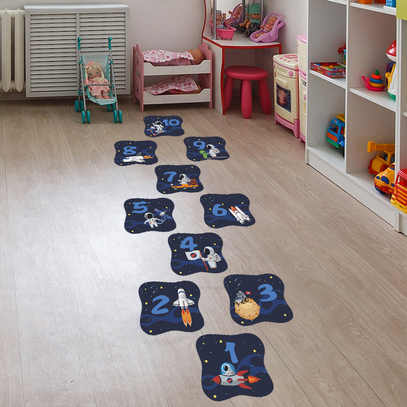 新FX-E80卡通宇航员探索宇宙跳房子地贴画儿童卧室装饰墙贴纸自粘-阿里巴巴