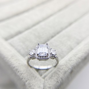 wish S925银镶嵌白色帕拉伊巴方形公主戒指 欧美时尚女士订婚戒-阿里巴巴