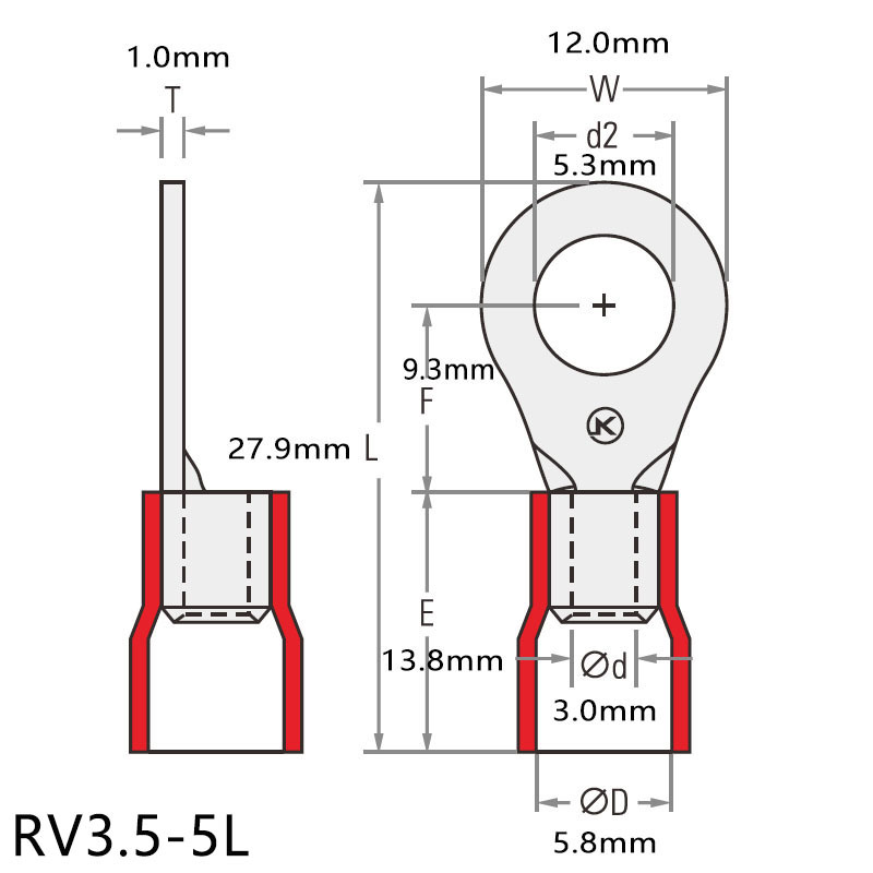 RV3.5-5L国标紫铜圆环冷压接线端子 PVC绝缘护套圆形接地片裸铜件-阿里巴巴