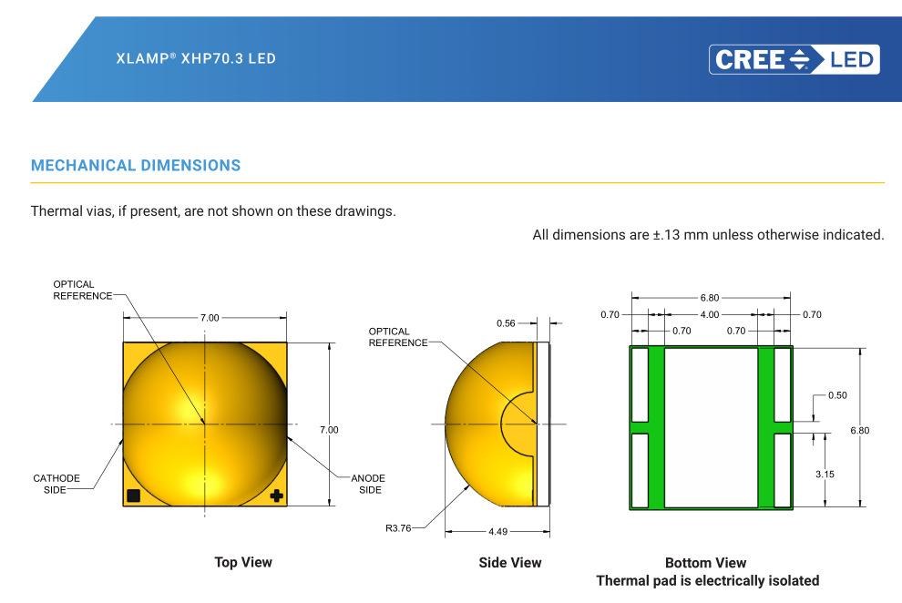 CREE科锐XHP70.3大功率XHP70三代XHP70D灯珠HD和HI 电压6V和12V-阿里巴巴