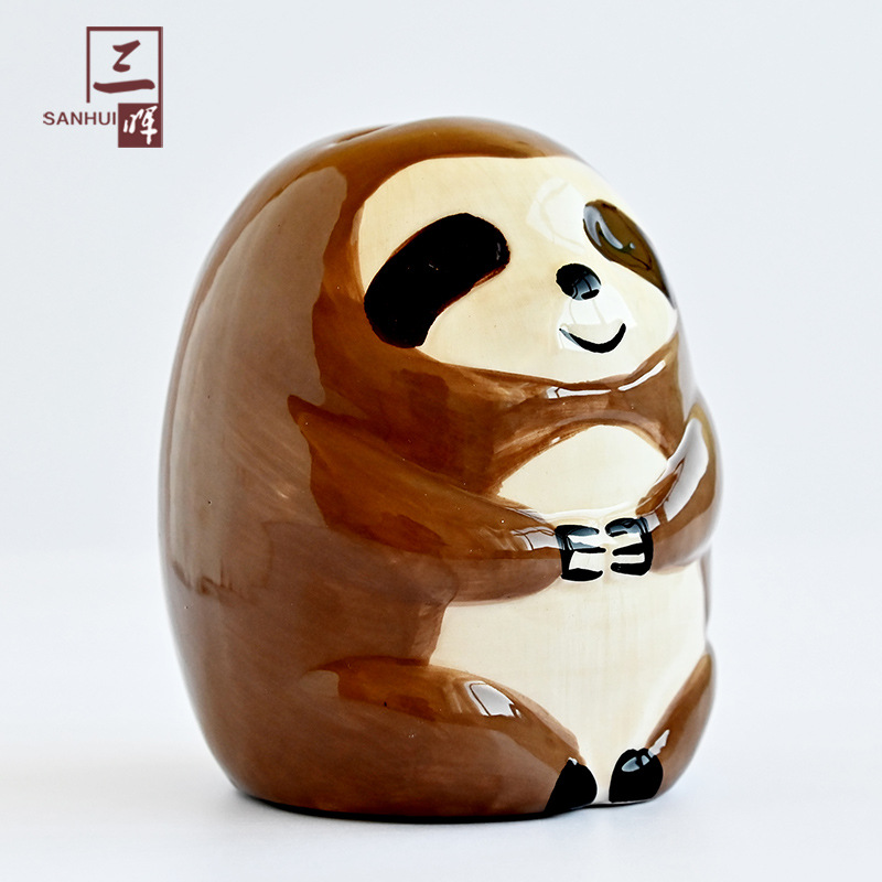Export money box ceramic sloth shape piggy bank creative hand-painted ...