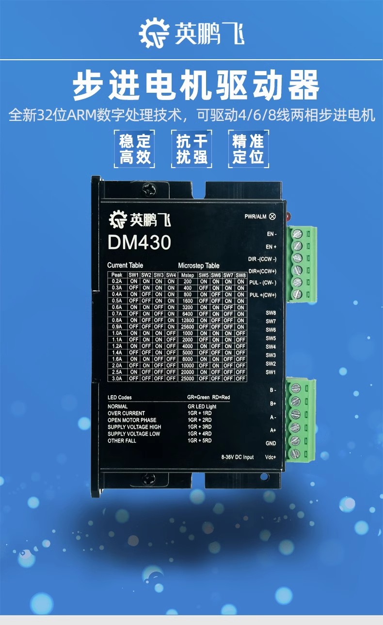 英鹏飞42步进电机驱动器DM430通用M415B/M420B驱动板128细分24V-阿里巴巴