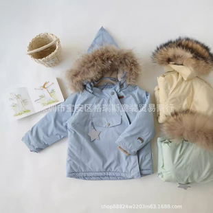 2024秋冬新款MINI A TURE童装男女童宝宝纯色精灵帽羽绒服-阿里巴巴