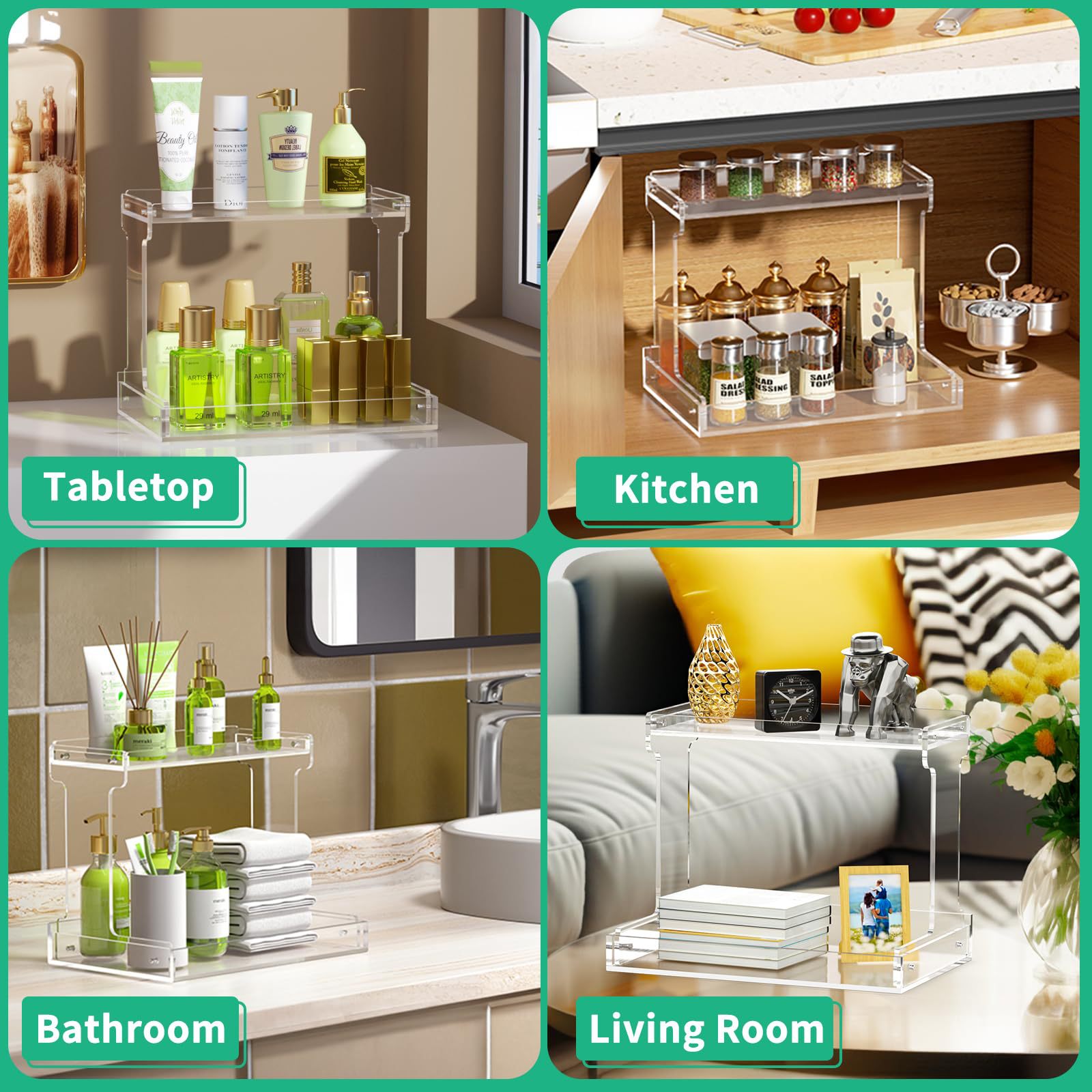 Customized Bathroom Shelf Multi-Layer Transparent Acrylic Storage Box Cosmetic Towel Desktop ...