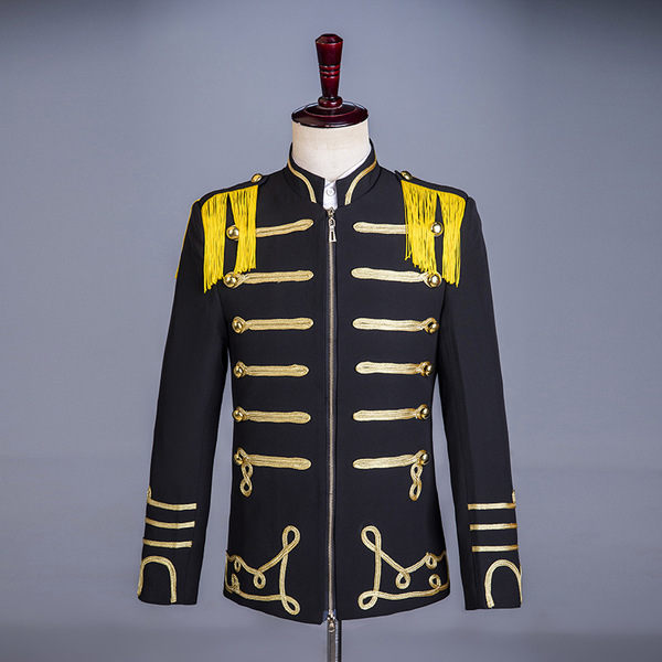 Men's black with gold tassel nightclub bar dj jazz dance jackets youth ...