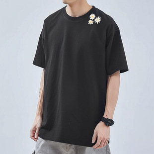 260g纯棉重磅潮牌ins短袖男女情侣装宽松oversize半袖T恤打底夏装-阿里巴巴