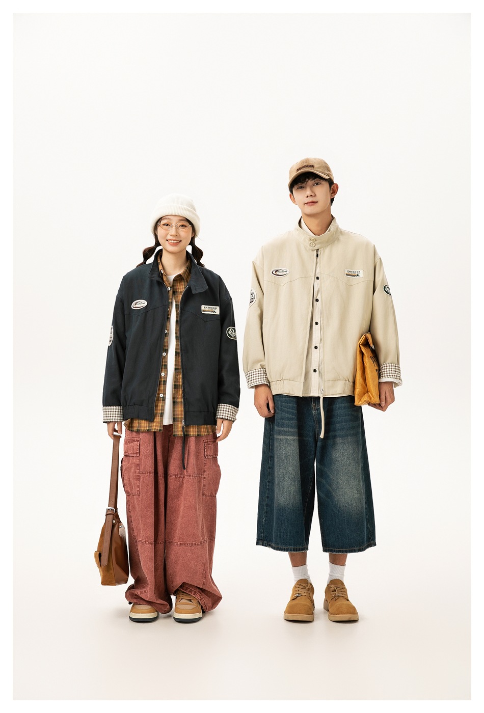 Orderliness日系复古徽章飞行夹克外套男女宽松痞帅立领上衣JK606-阿里巴巴