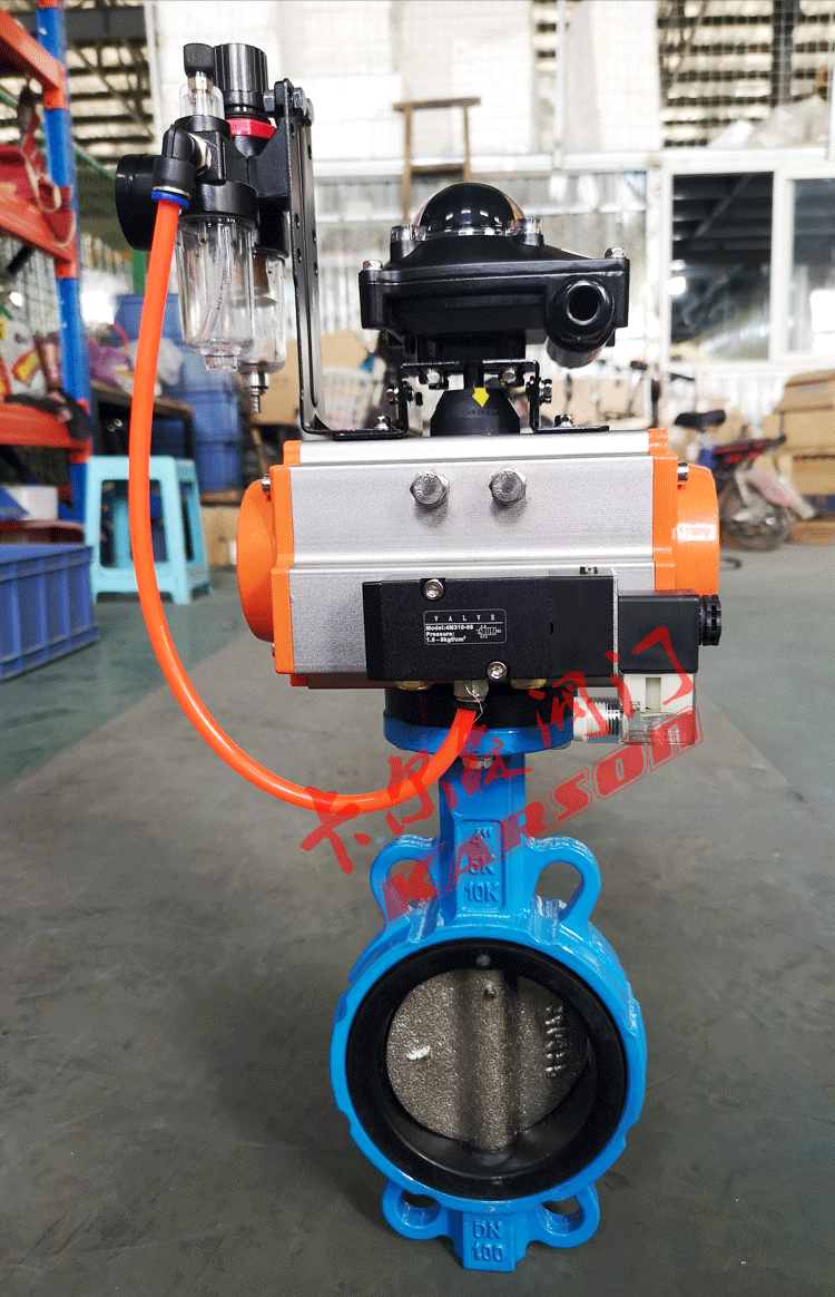 卡尔森厂家直销D671X-16Q球墨铸铁50对夹软密封快开 气动切断蝶阀-阿里巴巴