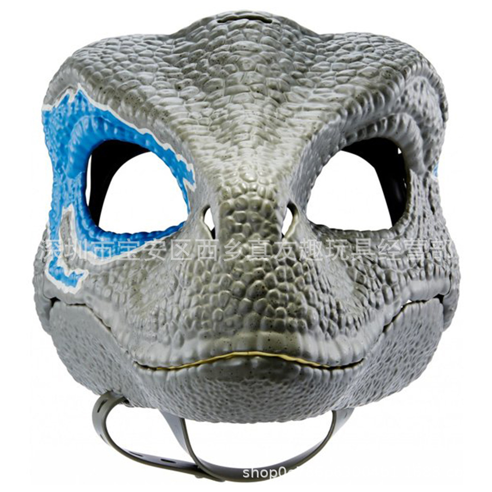 恐龙动嘴巴面具侏罗纪霸王龙恐龙面具可动嘴咀嚼三角龙头套迅猛-阿里巴巴