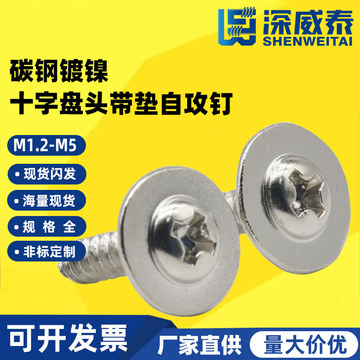 PWA圆头十字带垫自攻螺丝标准非标大介子圆头带垫片自攻螺丝M1-M5-阿里巴巴