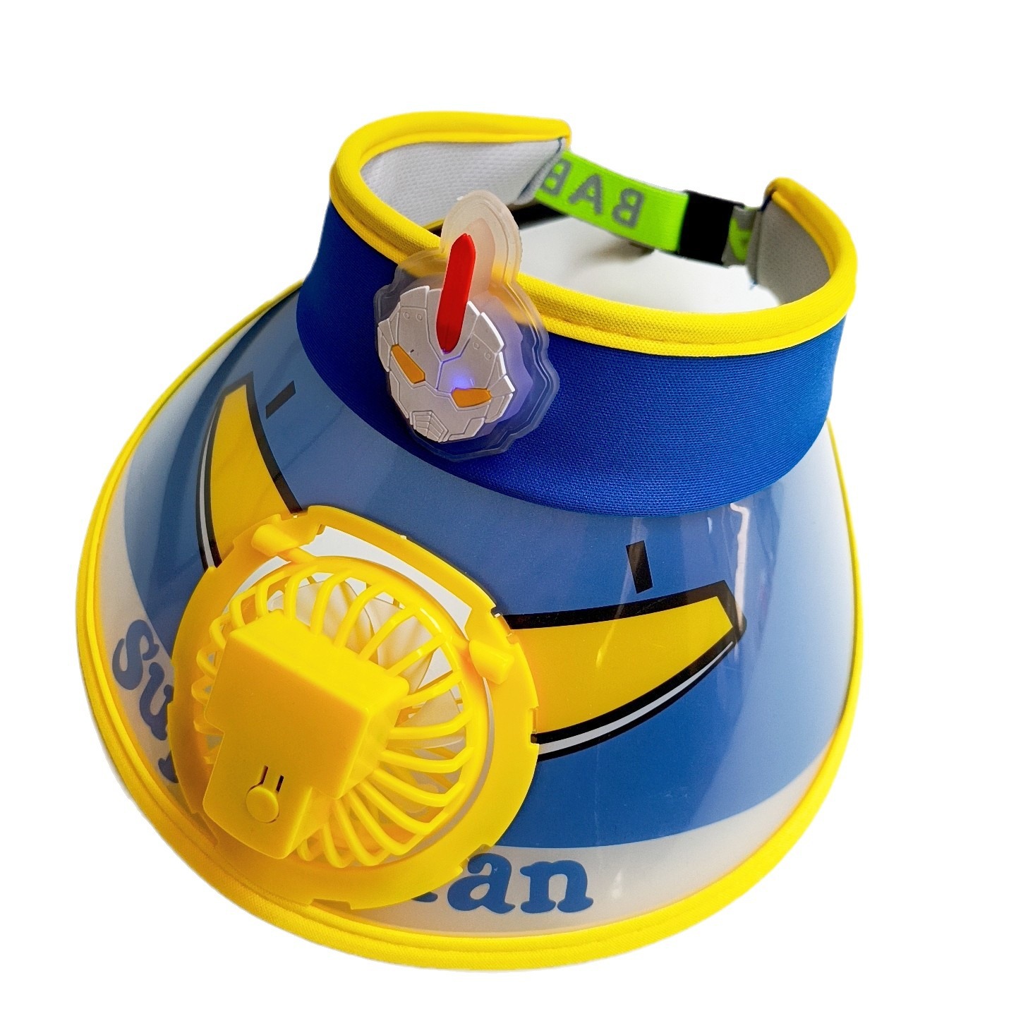 Children's hat summer big brim with fan sun hat boys and girls baby sun ...