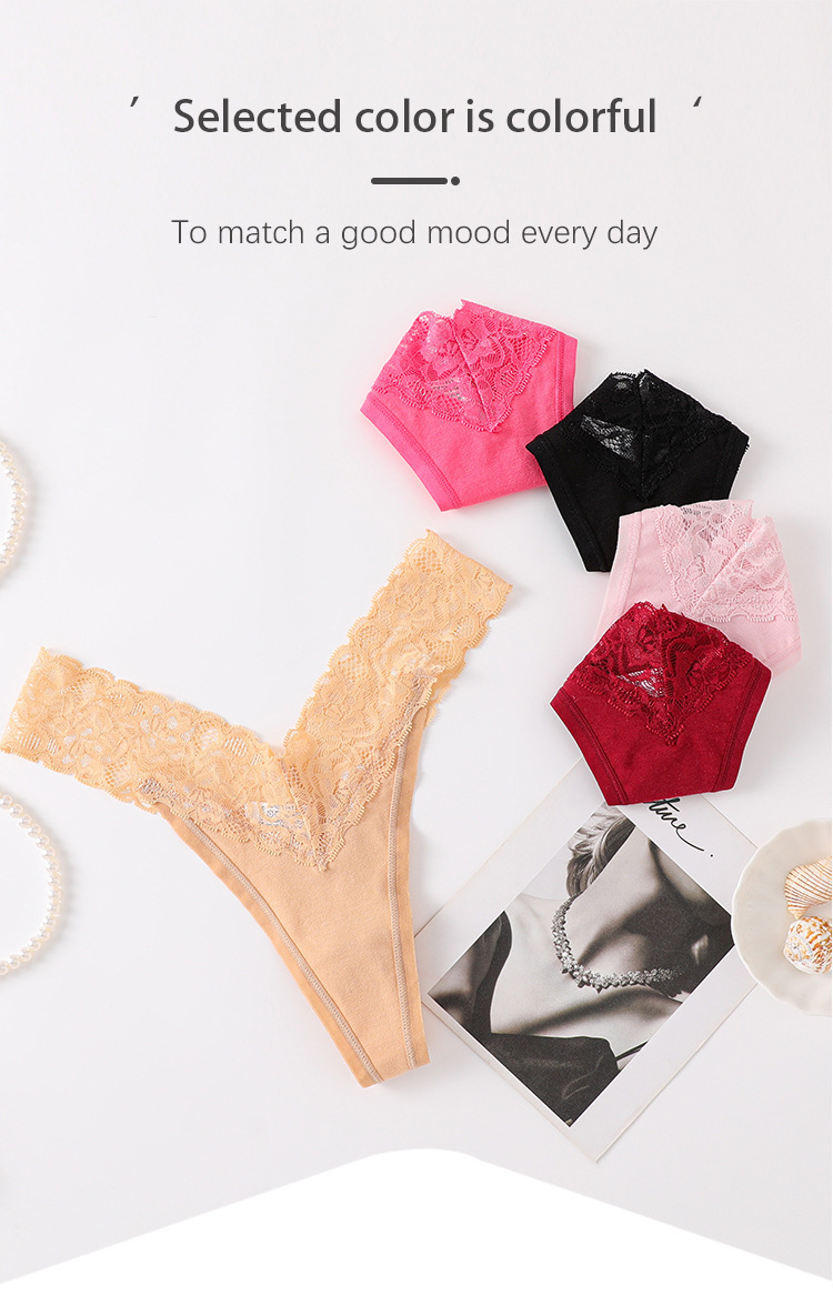 Lot 5 String Femme Sexy Dentelle Tanga String sans Couture Culottes ...