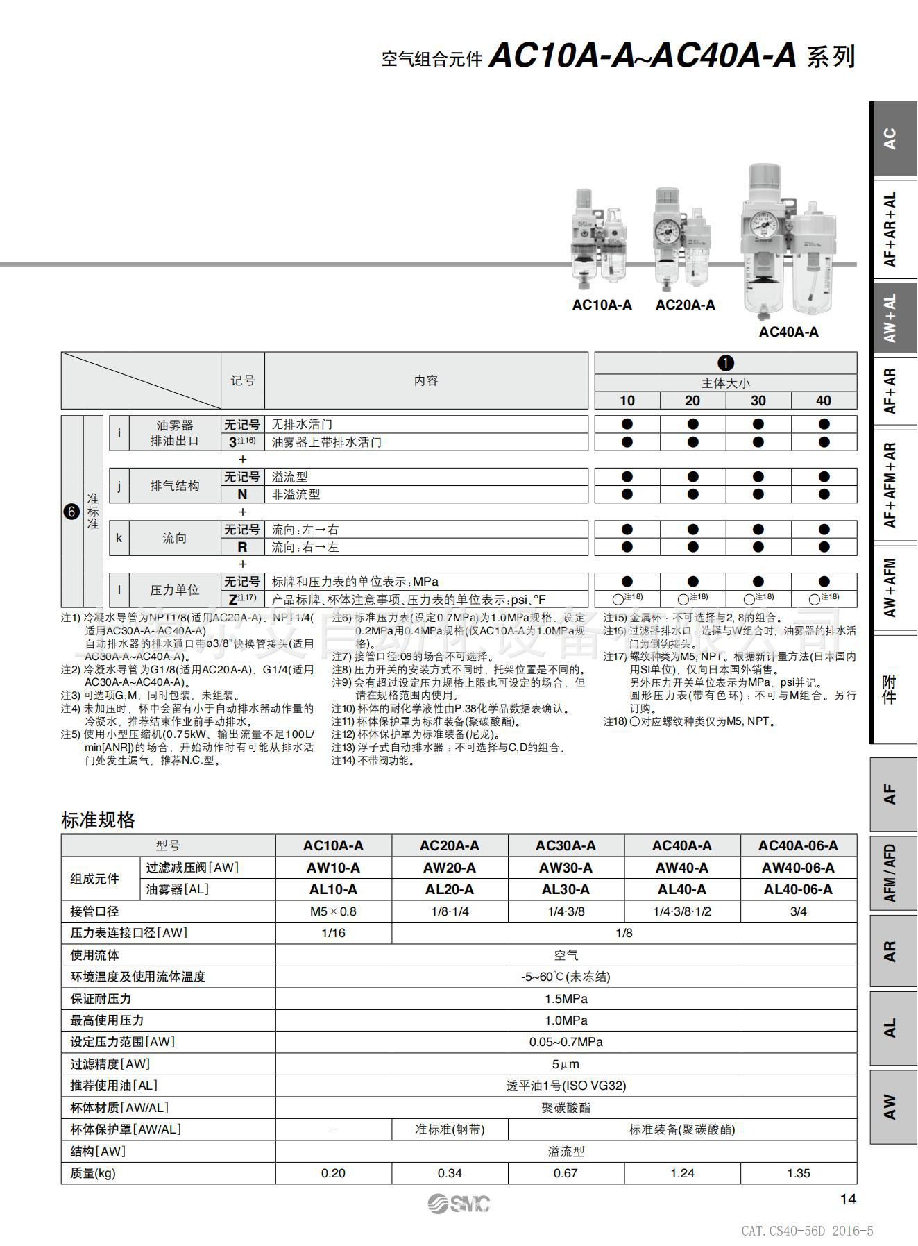 SMC气源三联件AC40-04 AC40-06 AC40-04CG/DG-A AC40-06CG/DG-A-阿里巴巴