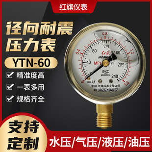 红旗旗耐震压力表抗震防震水压气压油压yn60 1.6mpa防震动-阿里巴巴