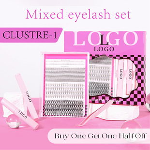 DIY跨境大容量Clustre-1欧美款混合单簇浓密上镜款套装假睫毛-阿里巴巴
