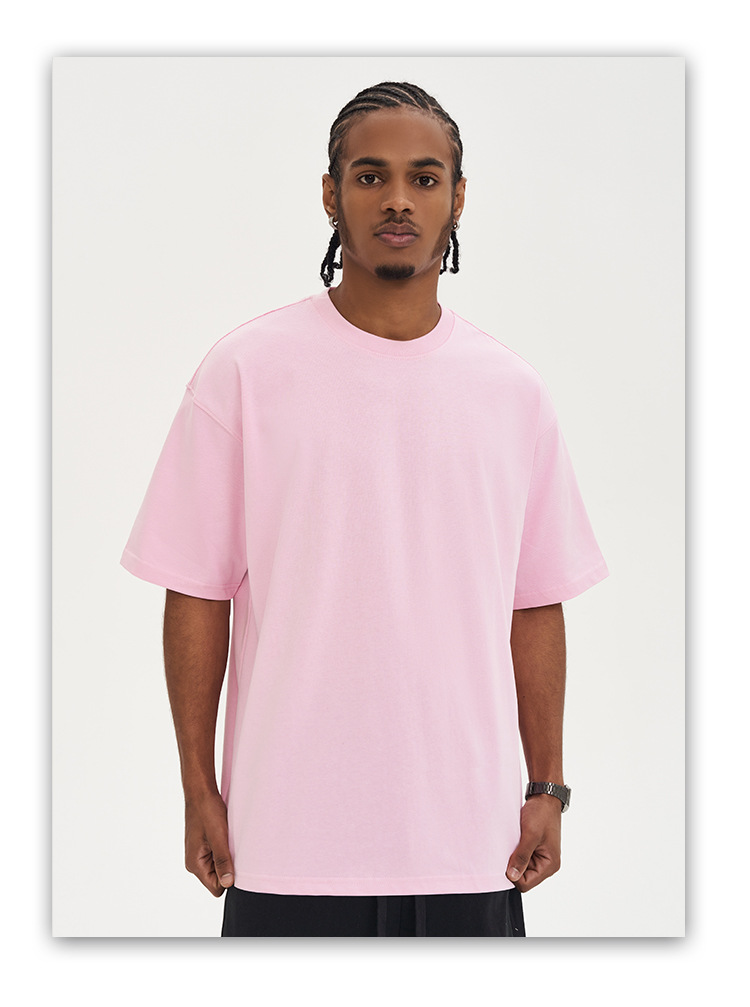 2025年夏季新款280G宽松纯色男士纯棉T恤国潮白t短袖FOG配色美式-阿里巴巴