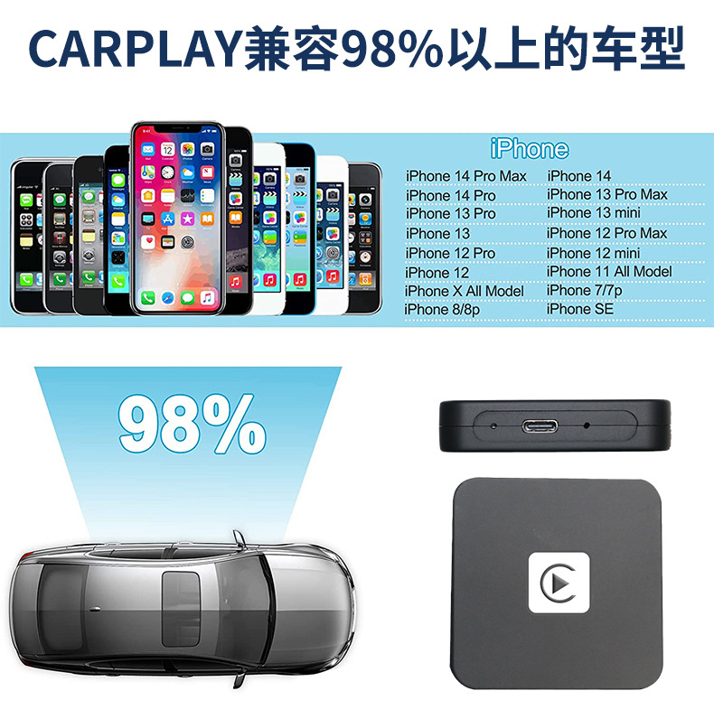 苹果无线CARPLAY车载智能AI BOX盒子 苹果手机智能原车有线转无线-阿里巴巴