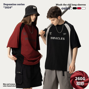 RS男装|260G重磅拼接赛车短袖t恤男跨境ins潮牌机车印花男士短袖-阿里巴巴